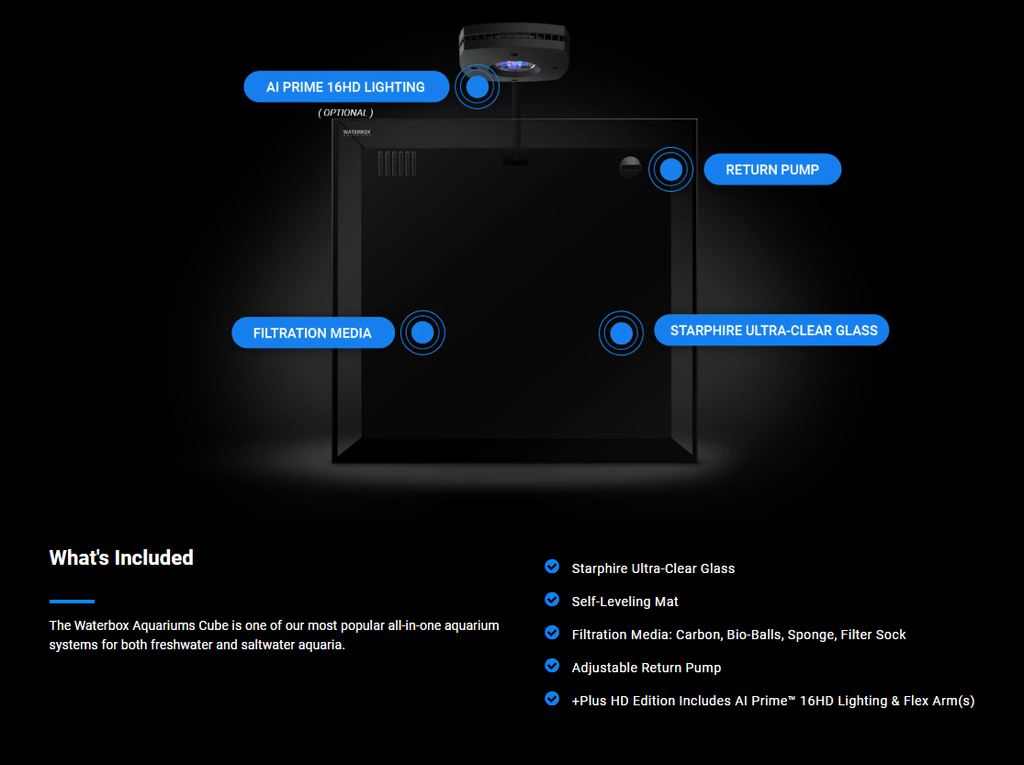 WaterBox Cube 10 Glass Aquarium | Rimless All-In-One 41L Nano Tank ...